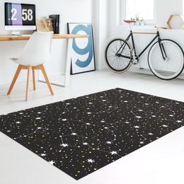 Vinylteppich - Gezeichneter Sternenhimmel mit Gro&szlig;em Wagen - Illustration schwarz Himmel Vinylmatte Himmel Kinderzimmer