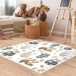 Bilderwelten Vinylteppich Illustration pastell Tiere Vinylmatte - Skandinavische Tierfamilien umarmen sich - Deko Kinderzimmer