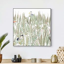 Bilderwelten Wechselbild Flamingo und Storch mit Pflanzen