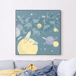 Bilderwelten Wechselbild Planeten mit Sternzeichen und Raketen