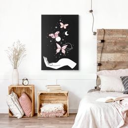 Bilderwelten Wechselbild Zaubernde Hand - Schmetterlinge Rosa