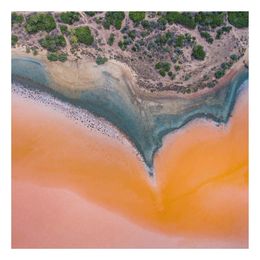 Bilderwelten Alu-Dibond Outdoor Bild Oranges Seeufer auf Sardinien