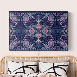 Bilderwelten LED-Wechselbild Detailliertes Boho Muster in Blau
