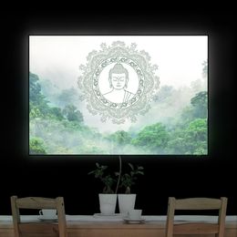 LED-Wechselbild Buddha Mandala im Nebel
