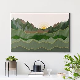 Bilderwelten Wechselbild Grafische Landschaft mit Sonne