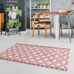 Bilderwelten Vinylteppich Geometrischer Fliesenmix Herzen Orange