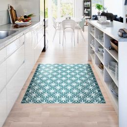 Bilderwelten Vinylteppich Geometrischer Fliesenmix Herzen T&uuml;rkis