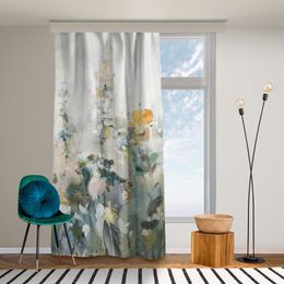 Bilderwelten Vorhang nach Ma&szlig; blickdicht Verdunkelung Blumen modern grau - Rustikaler Garten - Blumenwiese Wohnzimmer Schlafzimmer