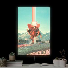Bilderwelten LED-Wechselbild Vintage Fernseher mit Bierglas