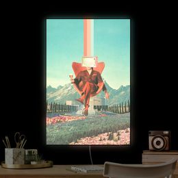 LED-Wechselbild Vintage Fernseher mit Bierglas