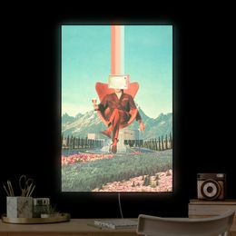LED-Wechselbild Vintage Fernseher mit Bierglas