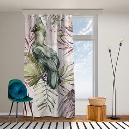Bilderwelten Vorhang nach Ma&szlig; blickdicht Verdunkelung Tiere Tropisch Aquarell bunt - Tropische V&ouml;gel - Bunte Kakadus und Kolibri - Pflanzen Jugendzimmer