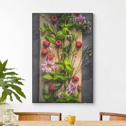 Bilderwelten Wechselbild Blumen Himbeeren Minze