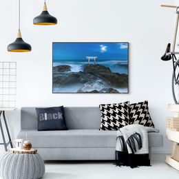 Bilderwelten Wechselbild Torii bei Vollmond am Meer