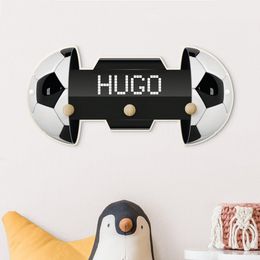 Bilderwelten Kindergarderobe schwarz Sport Digital Art texto personalizado - Fussball - Anzeigetafel mit Wunschtext - Fu&szlig;ball Kinderzimmer Flur