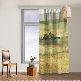 Bilderwelten Vorhang nach Ma&szlig; blickdicht Verdunkelung Natur modern gr&uuml;n - Wiese am Morgen I - Landschaft Wohnzimmer Schlafzimmer