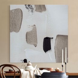 Akustikbild Pinselstriche auf cremefarbener Leinwand
