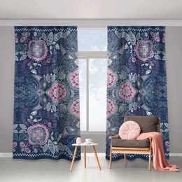 Vorhang Detailliertes Boho Muster in Blau