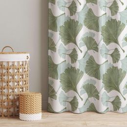 Bilderwelten Vorhang Gro&szlig;er Ginkgobl&auml;tterregen in Gr&uuml;n - blickdichte Gardine Botanik Tropical Illustration Muster Wohnzimmer Schlafzimmer K&uuml;che Bad Badezimmer Gr&uuml;n