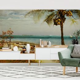 Bilderwelten Fototapete Strand modern Wandtapete blau - Albert Bierstadt - K&uuml;ste in den Tropen - Landschaft Wohnzimmer Schlafzimmer