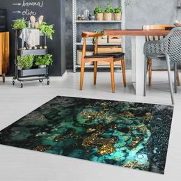 Vinylteppich - Goldene Meeres-Inseln Abstrakt - Abstrakt schwarz originell Vinylmatte Landschaft K&uuml;che Badezimmer Flur