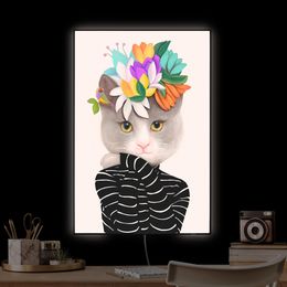 LED-Wechselbild Katze in Rollkragenpullover