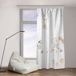 Bilderwelten Vorhang nach Ma&szlig; blickdicht Verdunkelung Tiere modern Aquarell pastell - Verschlafene Zirkustiere am Trapez - Himmel Kinderzimmer Baby M&auml;dchen Jungen