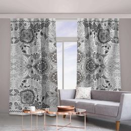 Vorhang Detailliertes Boho Muster in Grau