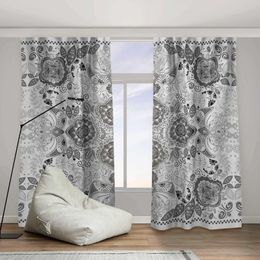 Bilderwelten Vorhang Detailliertes Boho Muster in Grau