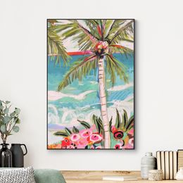 Bilderwelten Wechselbild Palme mit pinken Blumen II