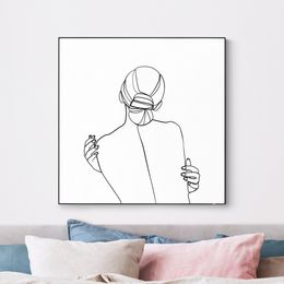 Bilderwelten Wechselbild Line Art Frau R&uuml;cken Schwarz Wei&szlig;
