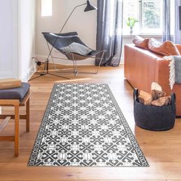 Bilderwelten Vinylteppich Geometrischer Fliesenmix Herzen Grau