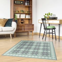 Bilderwelten Vinylteppich modern gr&uuml;n Fliesenoptik - Geometrische Fliesen Sternblume Mintgr&uuml;n mit Bord&uuml;re - Geometrisch K&uuml;che Badezimmer Flur