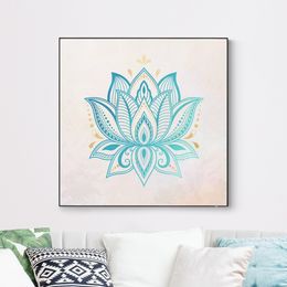 Bilderwelten Wechselbild Lotus Illustration Mandala gold blau