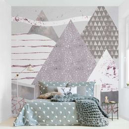Bilderwelten Mustertapete Vliestapete Abstrakt Mosaik pastell - Abstrakte Berglandschaft Pastellmuster - Geometrisch Wohnzimmer Schlafzimmer