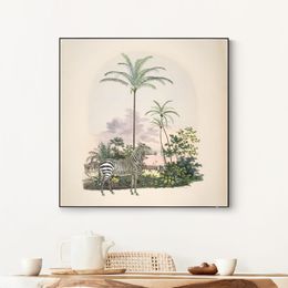 Bilderwelten Wechselbild Zebra vor Palmen Illustration