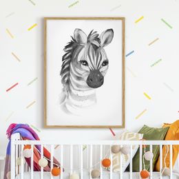 Bild mit Rahmen Portrait Baby Zebra