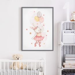 Bild mit Rahmen Ballerina Hase mit Luftballons