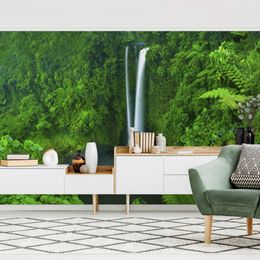 Bilderwelten Tapete - Fototapete Landschaft - Paradiesischer Wasserfall - Vliestapete Wasserfall Natur - Bildtapete Schlafzimmer Wohnzimmer modern