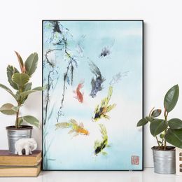 Bilderwelten Wechselbild Japanische Aquarell Zeichnung Goldfische I