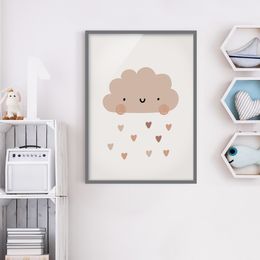 Bild mit Rahmen Boho Wolke mit Herzregen