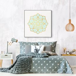 Bilderwelten Wechselbild Mandala Illustration Bl&uuml;te hellblau gold