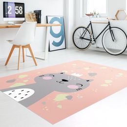 Vinylteppich - Freche Katze - Illustration grau Tiere Vinylmatte Katze Kinderzimmer