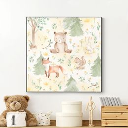 Bilderwelten Wechselbild Fuchs und B&auml;r mit Blumen und B&auml;umen