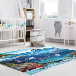 Vinylteppich - Animal Club International - Unterwasserwelt mit Tieren - Illustration blau Strand Vinylmatte Unterwasser Kinderzimmer