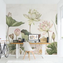 Fototapete Anmutige Seerosen und sanfte Bl&auml;tter
