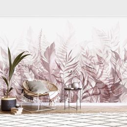 Bilderwelten Fototapete Botanik - Tropische Bl&auml;tter Rosa Wohnzimmer,Schlafzimmer Vliestapete inkl. Kleister oder selbstklebend