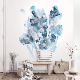 Bilderwelten Fototapete Aquarell Bouquet in blauen Schattierungen Malerei Aquarell,Botanik Blume Wohnzimmer,Vliestapete inkl. Kleister oder selbstklebend