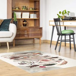 Bilderwelten Vinylteppich modern braun Spirituell Aquarell - Boho Pfeile und Federn - Aquarell - Rose K&uuml;che Badezimmer Flur