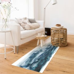 Bilderwelten Vinylteppich Abstrakt petrol originell Aquarell - Meeresstr&ouml;mung II - Deko K&uuml;che Badezimmer Flur